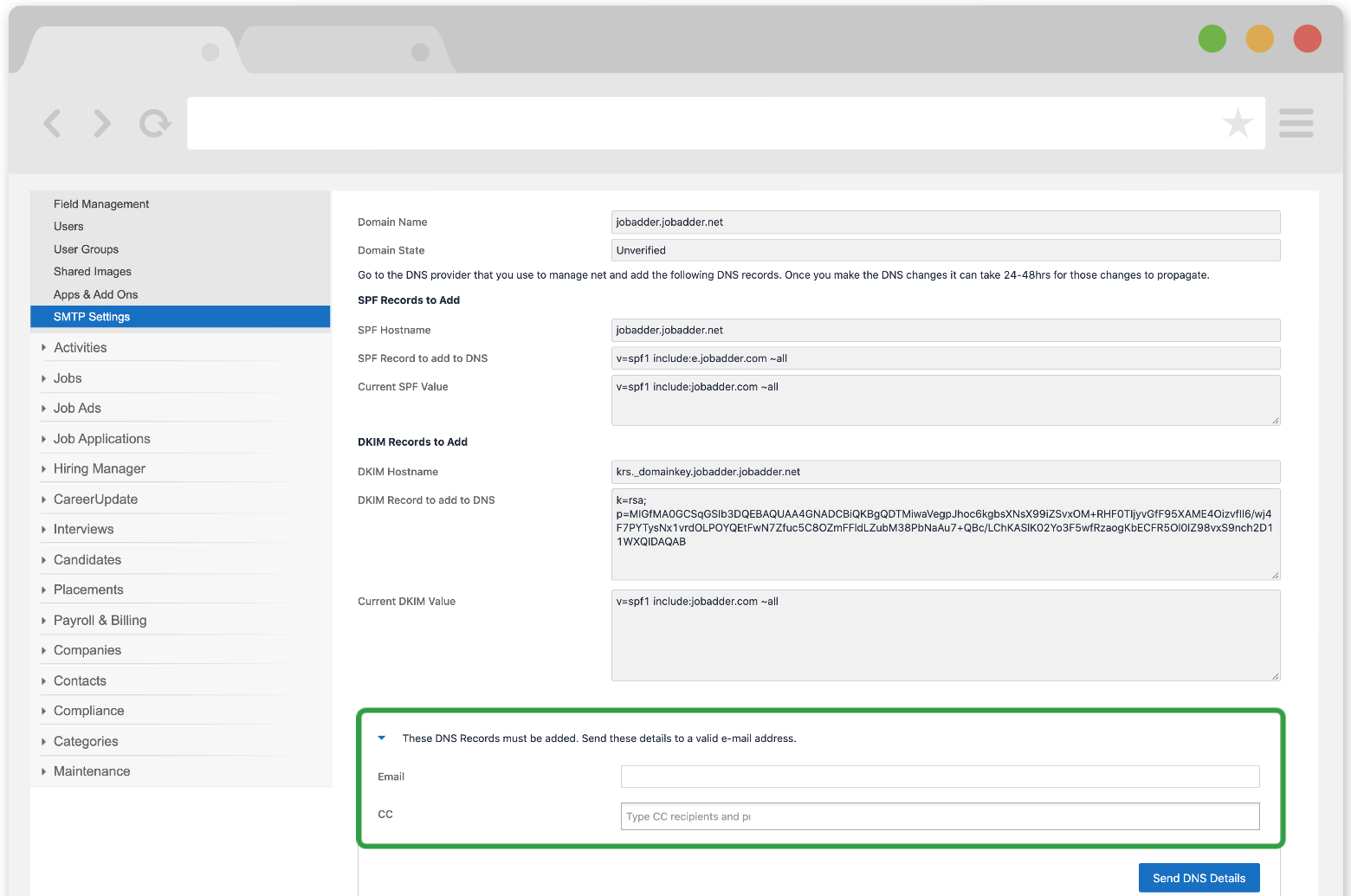 Domain Verification Workflow Smtp Settings Jobadder Partner Support Centre